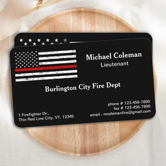 Fire Department Thin Red Line Premium Firefighter Business Card | Zazzle