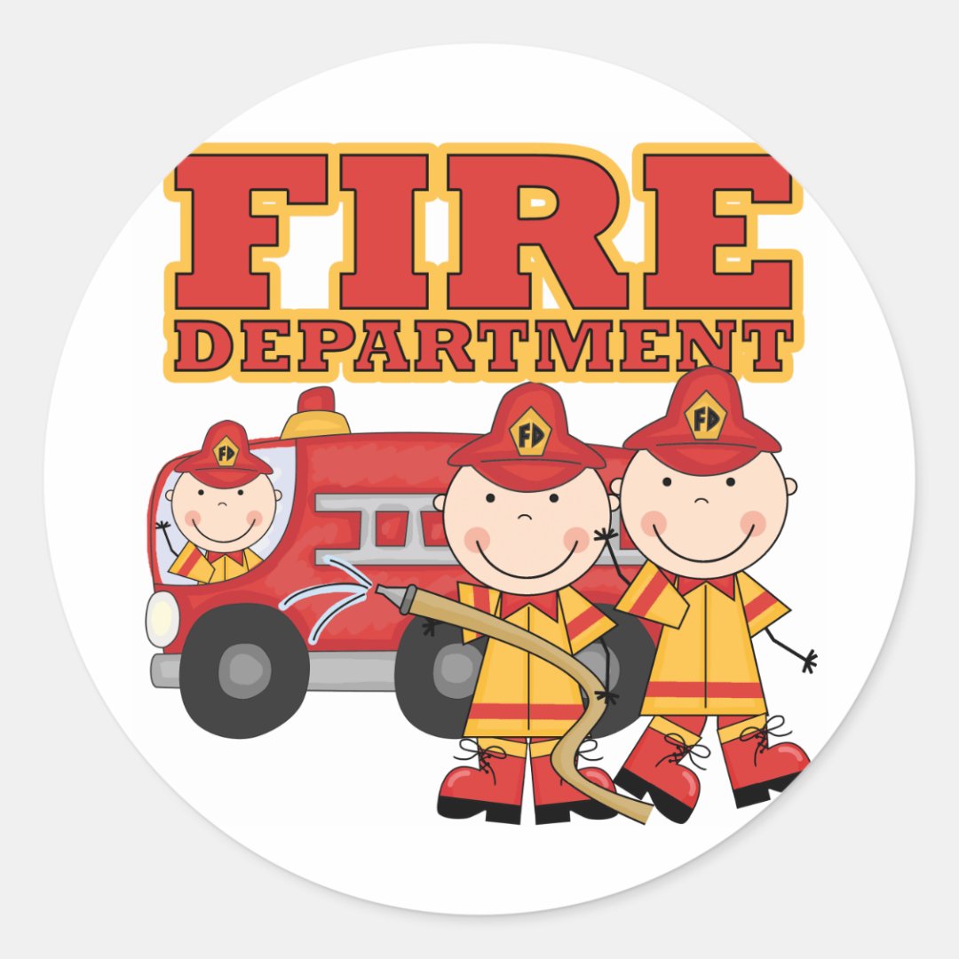 Fire Department Tshirts and Gifts Classic Round Sticker | Zazzle
