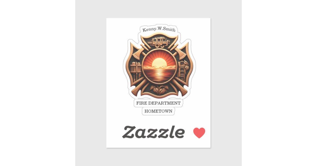 Fire Departments Badge of Honor Black And Red Sticker | Zazzle
