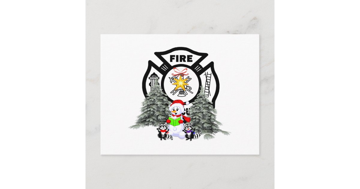 Fire Dept Christmas Scene Holiday Postcard | Zazzle