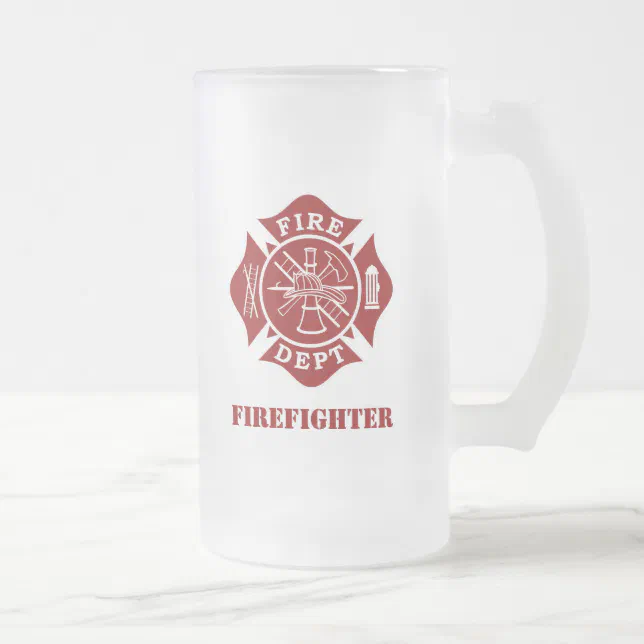 Fire Dept / Firefighter 16oz Frosted Glass Mug | Zazzle