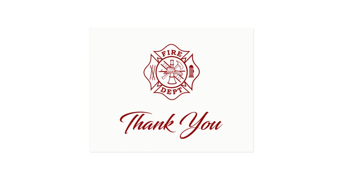 Fire Dept - Firefighter Thank You Postcard | Zazzle.com