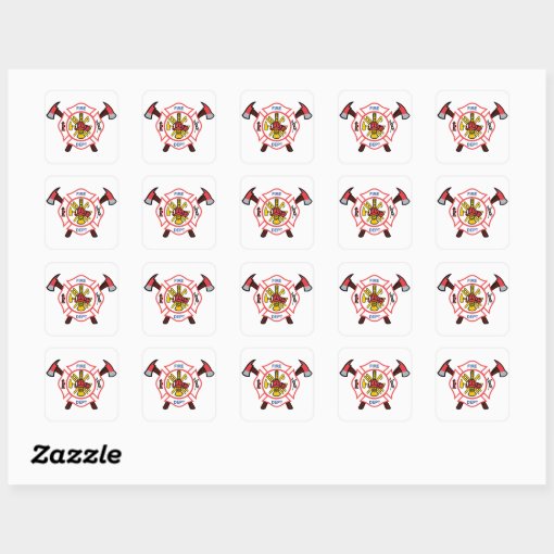 Fire Dept Square Sticker | Zazzle