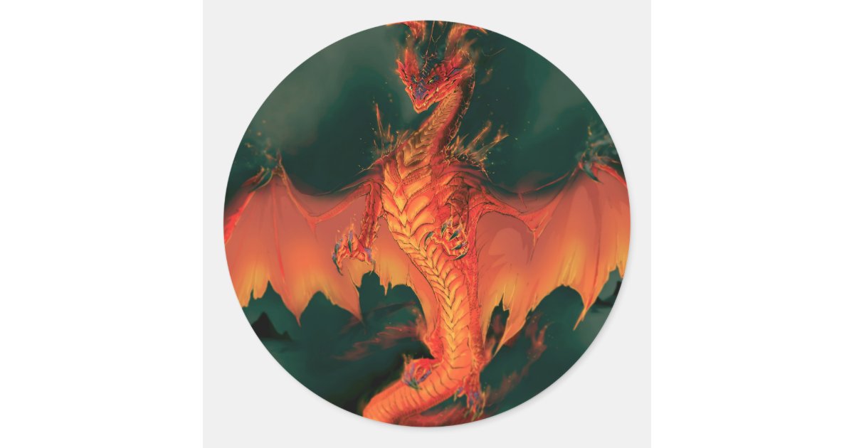 Fire Dragon: Brimstone Classic Round Sticker | Zazzle