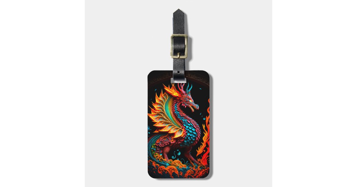 Fire Dragon Castle Fantasy Art Mythical Creatures Luggage Tag | Zazzle
