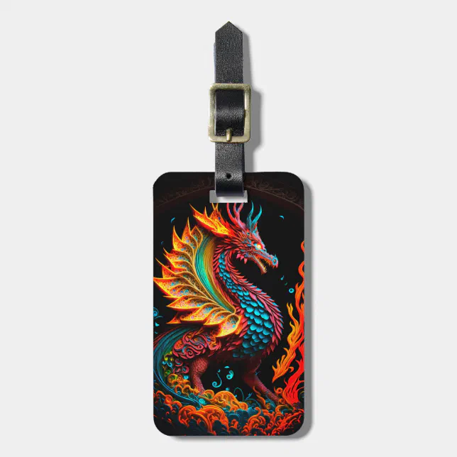 Fire Dragon Castle Fantasy Art Mythical Creatures Luggage Tag | Zazzle