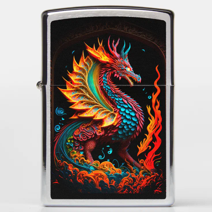 Fire Dragon Castle Fantasy Art Mythical Creatures Zippo Lighter | Zazzle