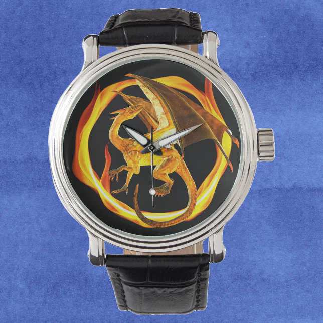 Fire Dragon Flame Circle Watch | Zazzle