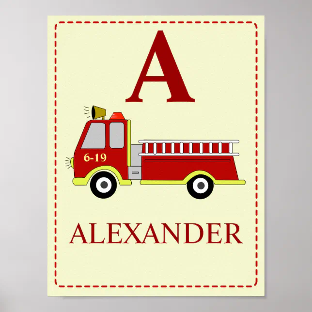 FIRE ENGINE Baby boy's room nursery Art Print | Zazzle