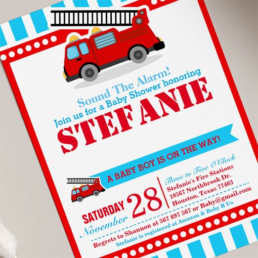 Fire Engine Baby Shower Invitation | Zazzle