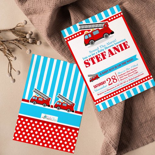 Fire Engine Baby Shower Invitation | Zazzle