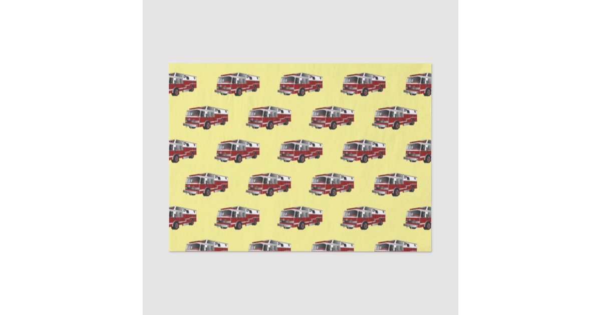 Fire engine cartoon illustration tissue paper | Zazzle