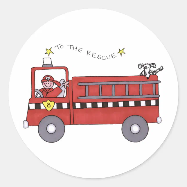 Fire Engine Classic Round Sticker | Zazzle