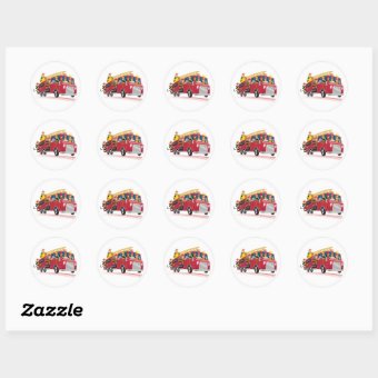 fire engine classic round sticker | Zazzle