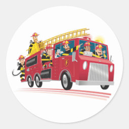 fire engine classic round sticker | Zazzle
