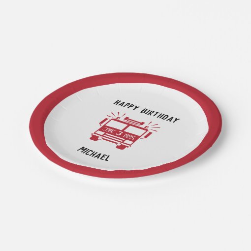 Fire Engine | Fire Truck Birthday Party Plates | Zazzle