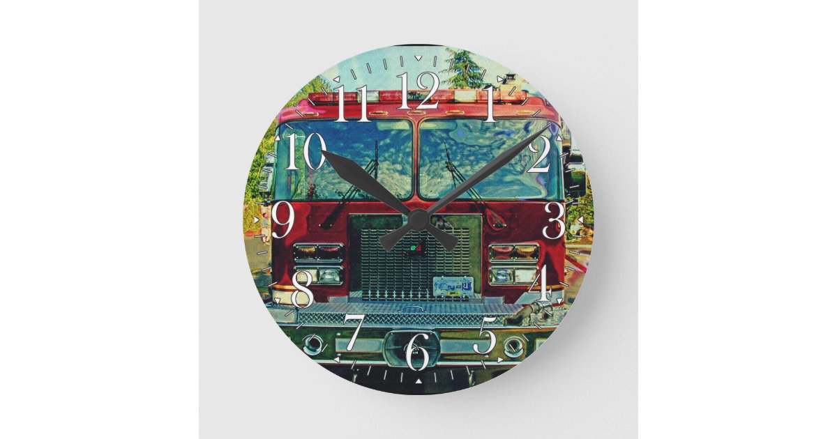 Fire Engine Firefighters Wall Clock | Zazzle