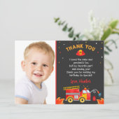 Fire Engine Firetruck Birthday Thank You Cards | Zazzle