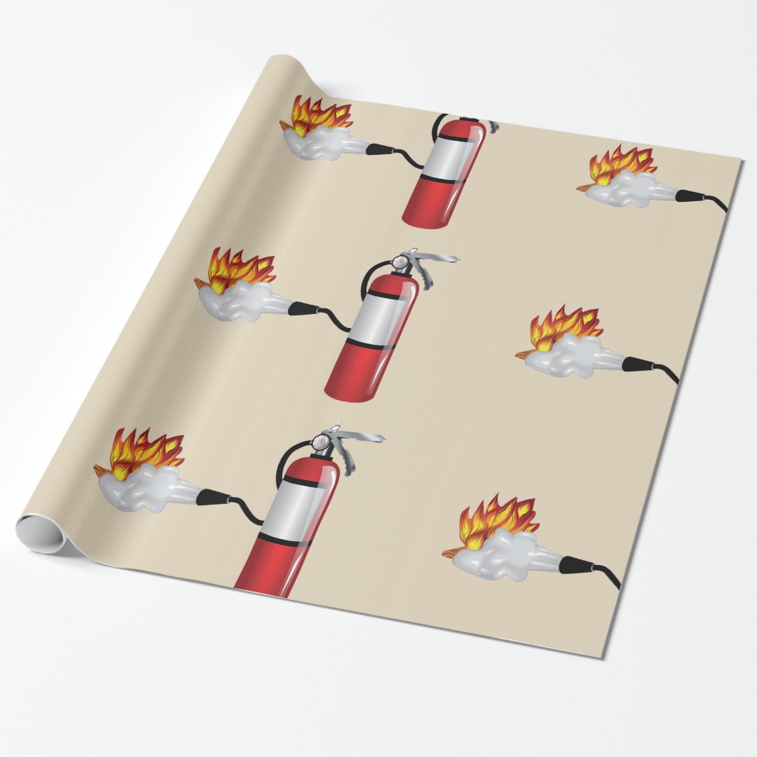 Fire Extinguisher Putting Out Fire Glossy Wrapping Wrapping Paper | Zazzle