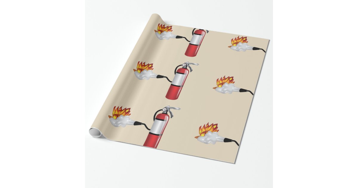 Fire Extinguisher Putting Out Fire Glossy Wrapping Wrapping Paper | Zazzle