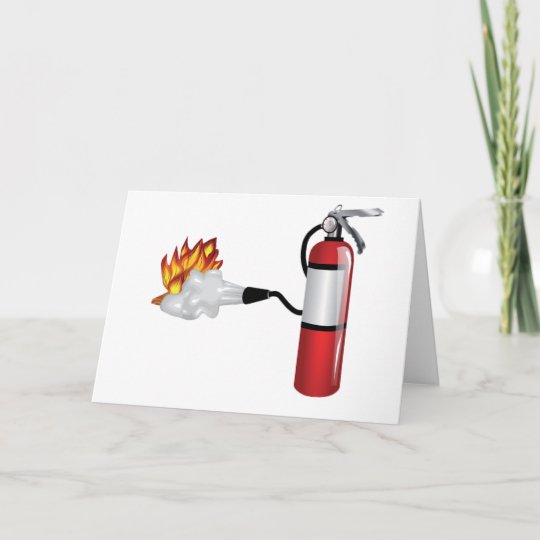 Fire Extinguisher Putting Out Fire Greeting Cards | Zazzle.com