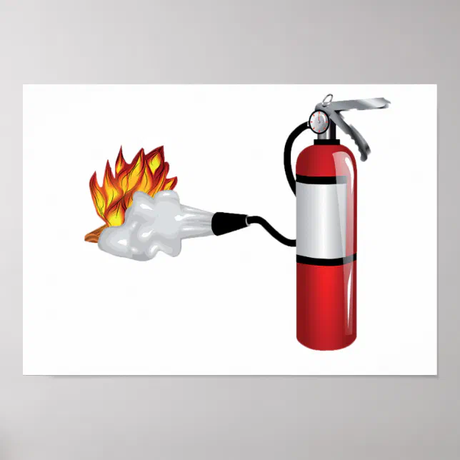 Fire Extinguisher Putting Out Fire Poster | Zazzle