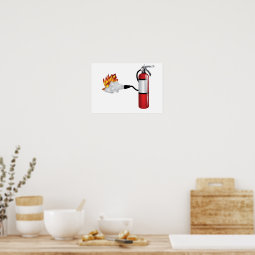 Fire Extinguisher Putting Out Fire Poster | Zazzle