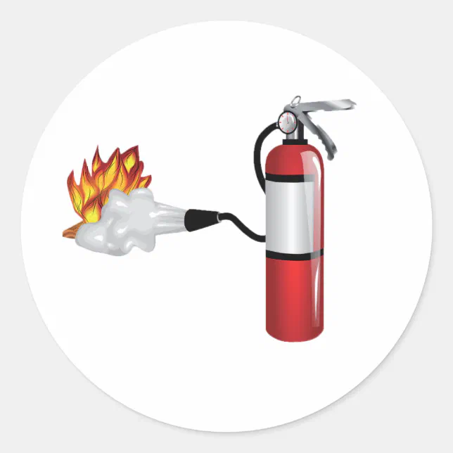 Fire Extinguisher Putting Out Fire Stickers | Zazzle