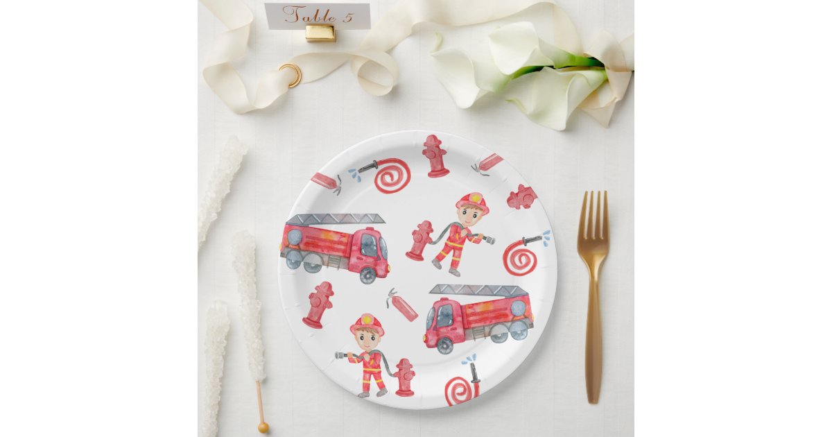 Fire Fighter Birthday Party Paper Plates | Zazzle