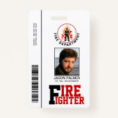 Fire fighter department photo id template red badge | Zazzle