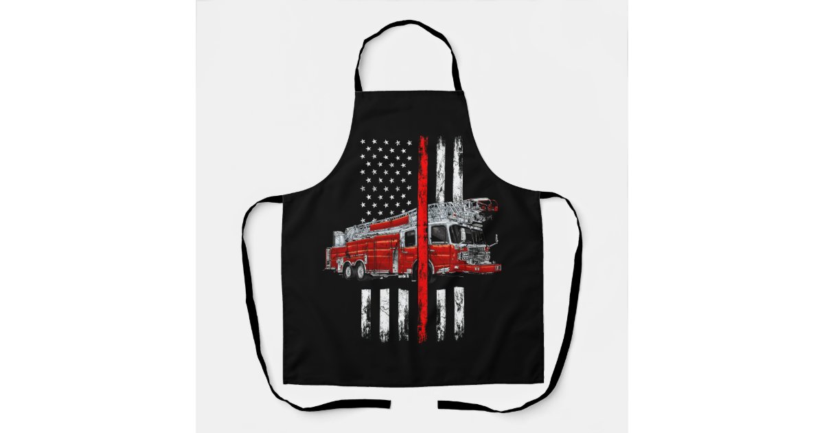 Fire Fighter Fireman American Flag Thin Red Line F Apron | Zazzle