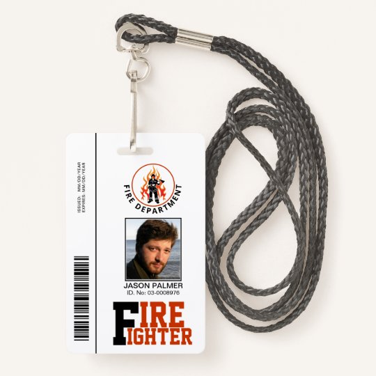 Fire fighter/fireman department photo id template badge | Zazzle.com