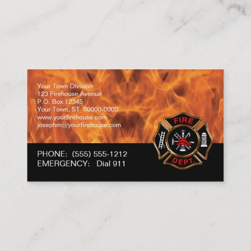 Fire Fighter Fireman Fire Symbol | Flames Business Business Card | Zazzle