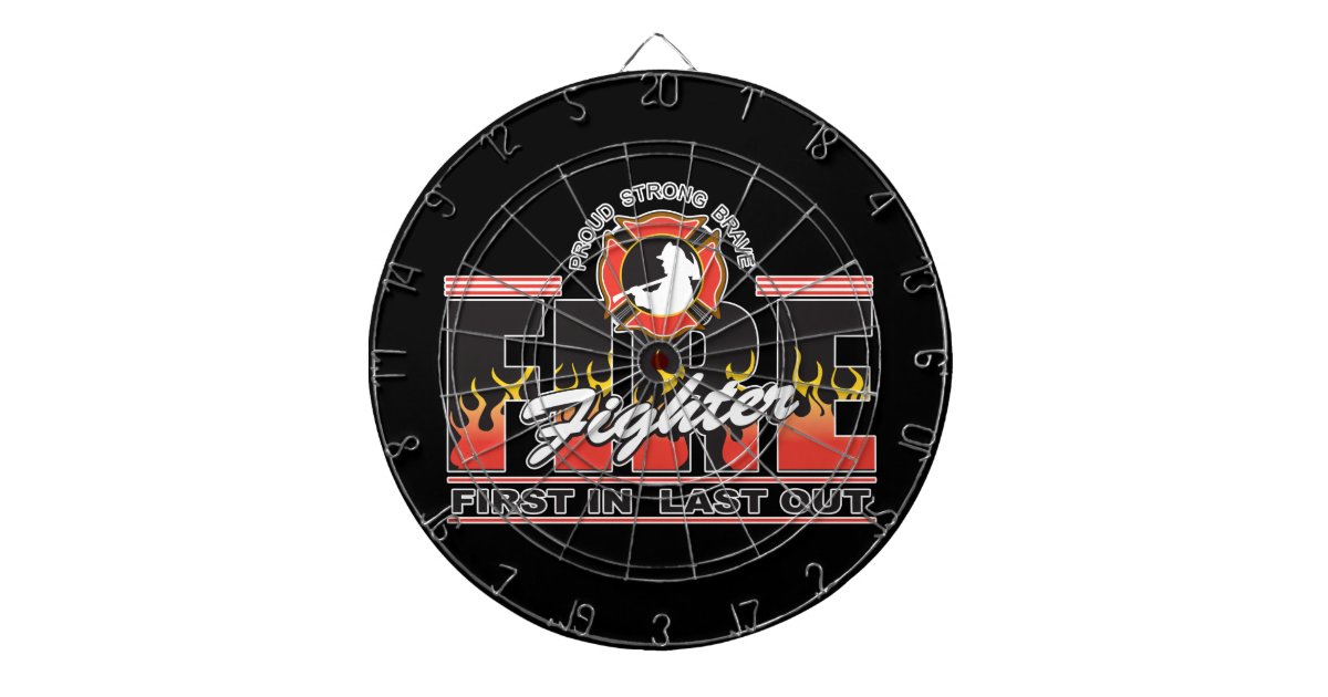 Fire Fighter First In, Last Out Dartboard With Darts | Zazzle