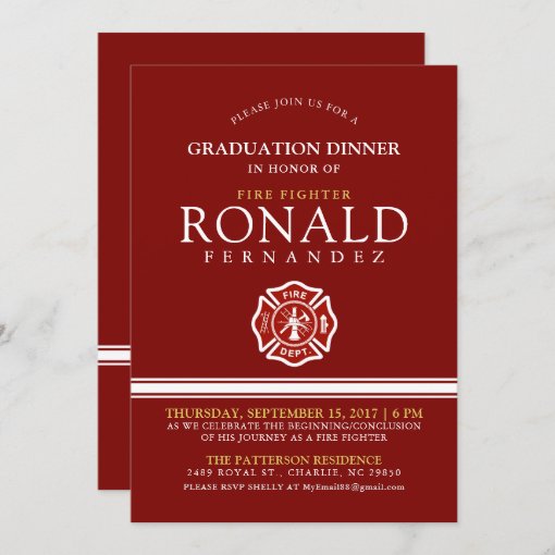 Fire Fighter Graduation Dinner | Event Invitation | Zazzle