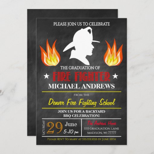 Fire Fighter Graduation Invitation | Zazzle