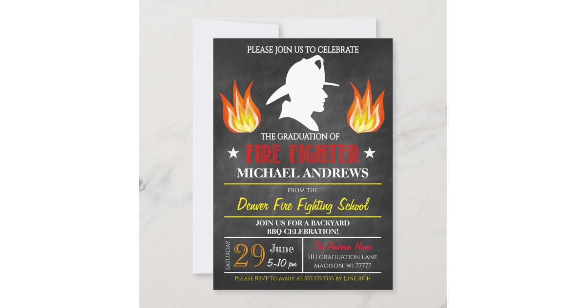 Fire Fighter Graduation Invitation | Zazzle