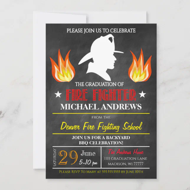 Fire Fighter Graduation Invitation | Zazzle