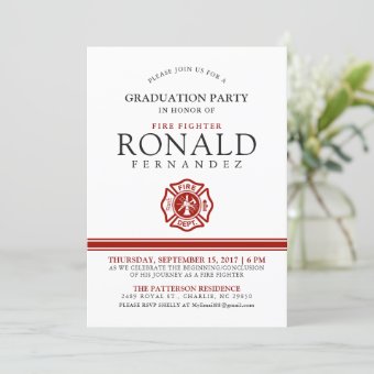 Fire Fighter Graduation Party | Event Invitation | Zazzle