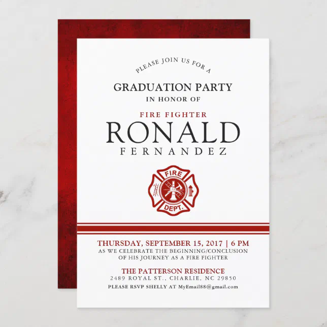 Fire Fighter Graduation Party | Event Invitation | Zazzle