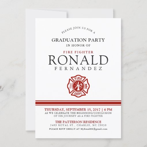 Fire Fighter Graduation Party | Event Invitation | Zazzle
