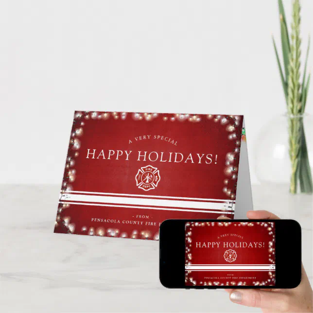 Fire Fighter Happy Holidays | Christmas Custom Holiday Card | Zazzle