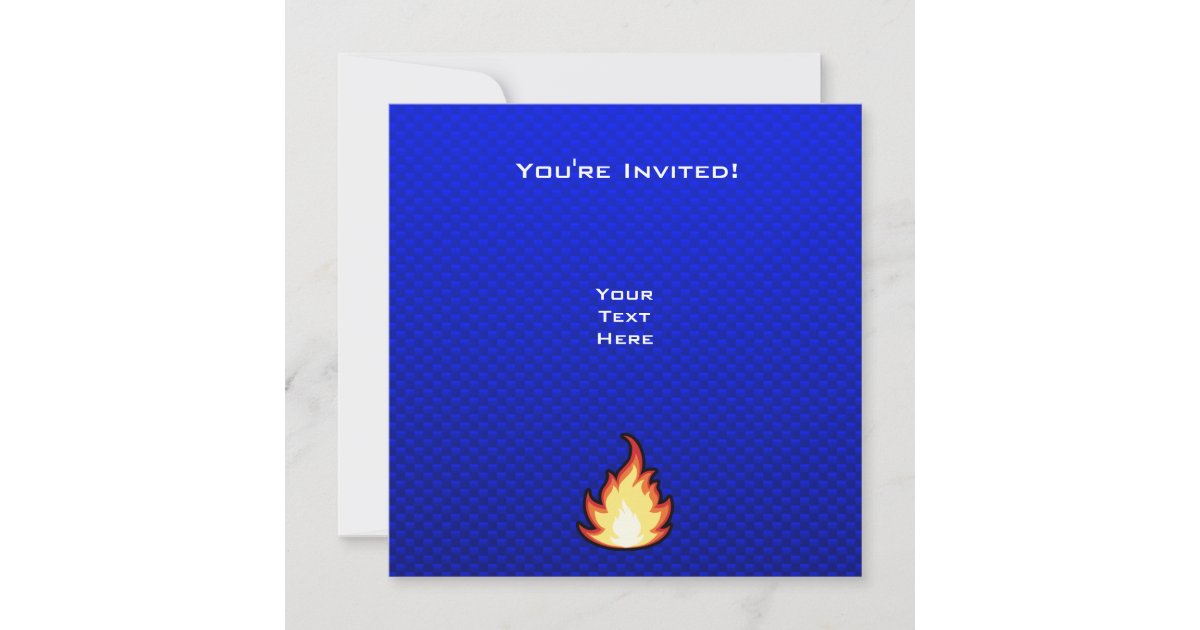 Fire Flame; Blue Invitation | Zazzle
