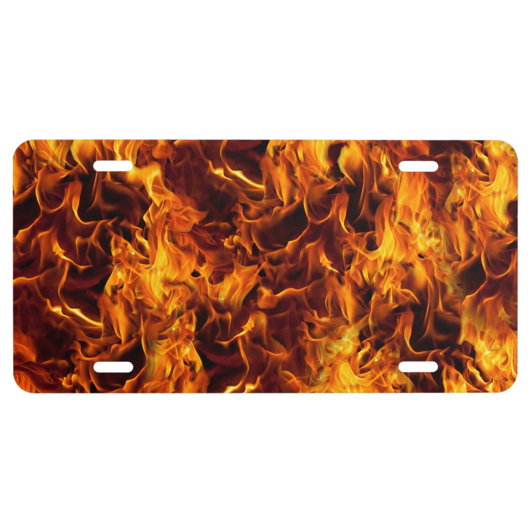 Fire / Flame Pattern Background License Plate | Zazzle