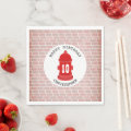 Fire Hydrant + Bricks Firefighter Birthday Party Napkins | Zazzle