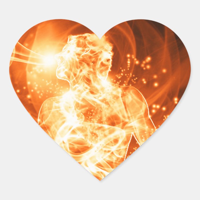 Fire man heart sticker | Zazzle.com