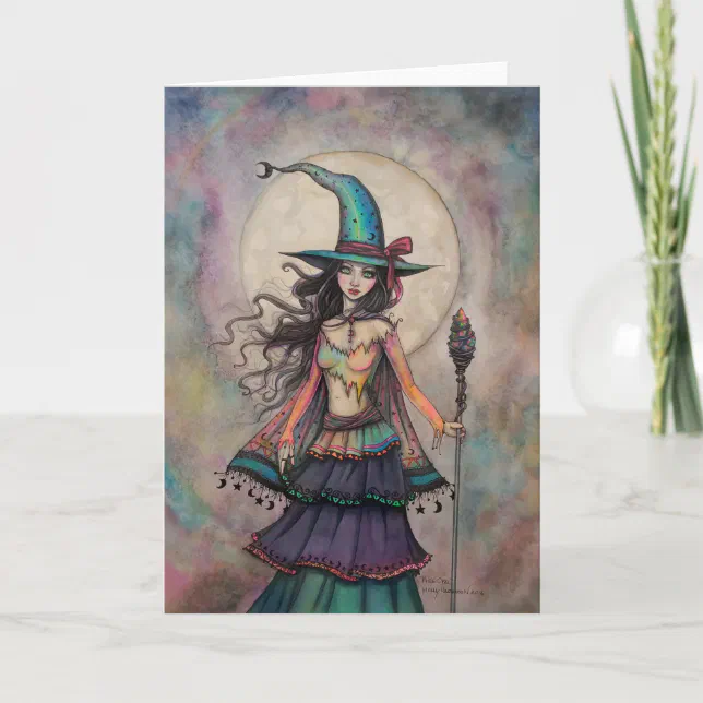 Fire Opal Witch Halloween Fantasy Art Wiccan Card | Zazzle