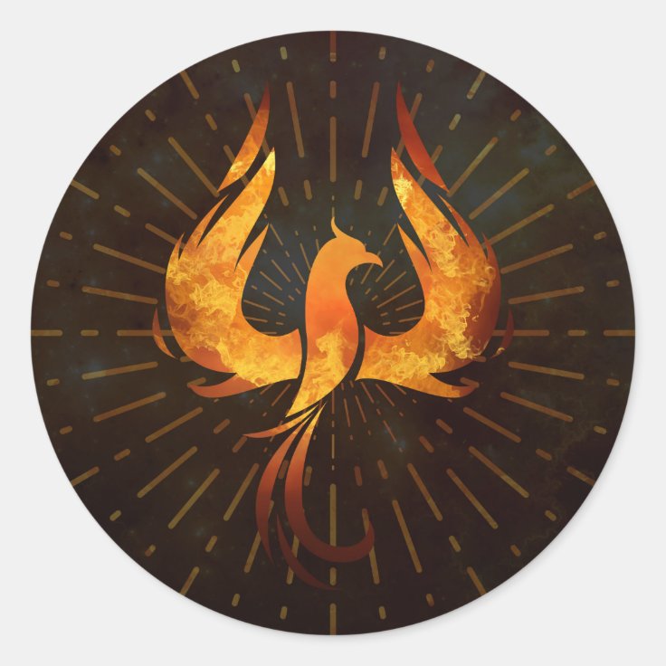 Fire Phoenix Bird Classic Round Sticker | Zazzle
