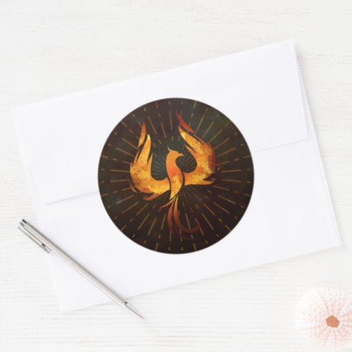 Fire Phoenix Bird Classic Round Sticker | Zazzle