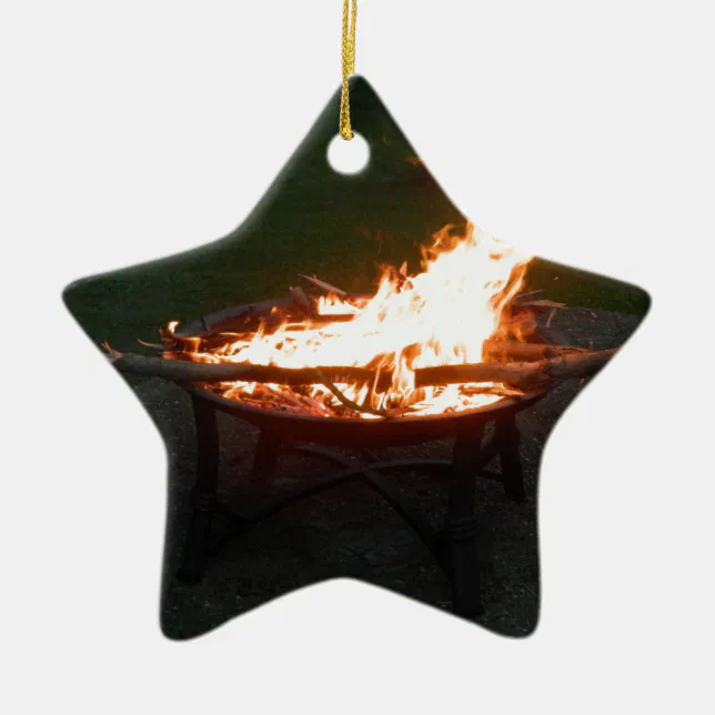 Fire pit bonfire image ceramic ornament | Zazzle